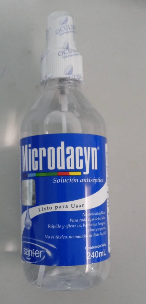 MICRODACYN SOL. ANTISÉPTICA Fco. Atomizador 240 ML. 55 PPM. Antiséptico ...