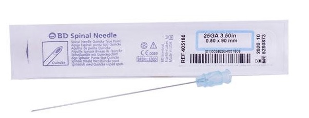 AGUJA ESPINAL PUNTA QUINCKE DESECHABLE 25G X 3 1/2 BD | Medical Services