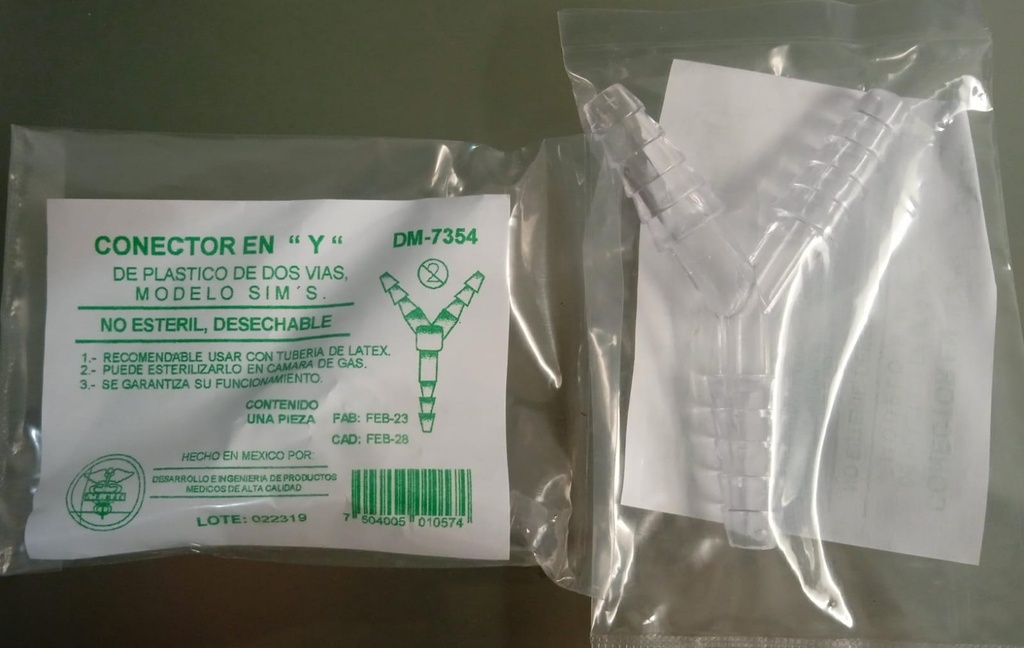 Conector en Y de plástico de dos vías DM 7354 DIPMAC | Medical Services
