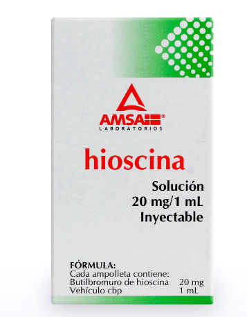 HIOSCINA (Amsa) Sol. Iny. c/3 AMPTAS. 20 MG/1 ML. Butilhioscina ó ...